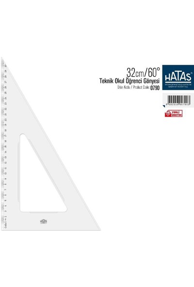 Hatas Hatas Teknik Ögrenci Gönyesi 60 Derece Plastik 32 cm Şeffaf Hatas Hatas Teknik Ögrenci Gönyesi 60 Derece Plastik 32 cm Şeffaf