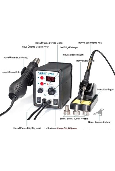 Yihua Isı Ayarlı Sıcak Hava Üfleme Lehimleme Havya Istasyonu Yihua Isı Ayarlı Sıcak Hava Üfleme Lehimleme Havya Istasyonu
