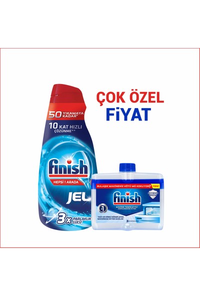 Finish 1 lt Hepsi Birarada Jel + Finish Makina Temizleyici 250 ml