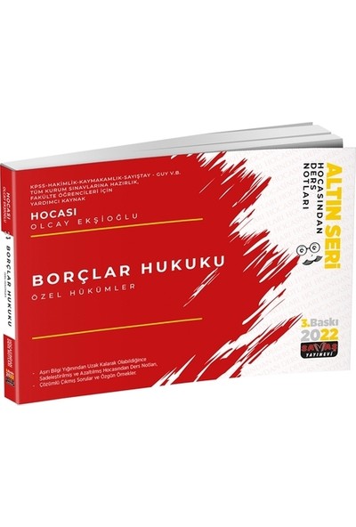 Savaş Yayınevi Borçlar Hukuku Özel Hükümler Hocasından Ders Notları 2022