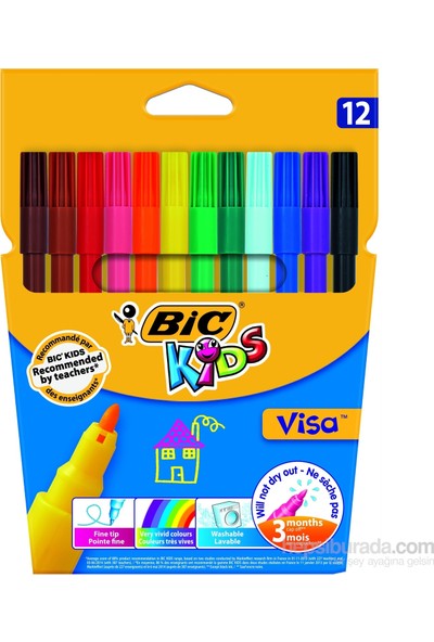 Bic Kids Visa Keçeli Boya Kalemi 12 Renk Bic Kids Visa Keçeli Boya Kalemi 12 Renk