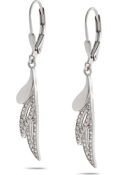 Nipora Zirkon Taşlı Yaprak Tasarım 925 Ayar Gümüş Kadın Küpe Nipora Zirkon Taşlı Yaprak Tasarım 925 Ayar Gümüş Kadın Küpe