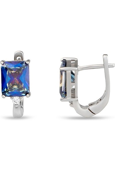 Nipora Mistik Topaz Taşlı Zarif Tasarım 925 Ayar Gümüş Kadın Küpe