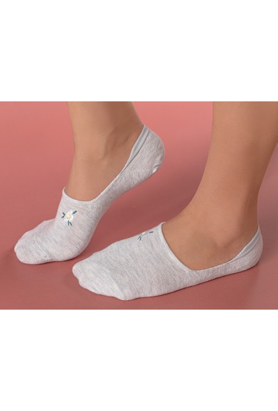 English Home Mini Flower Pamuk Kadın Babet Çorap 36-40 Gri