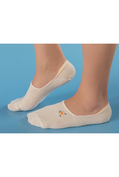 English Home Mini Flower Pamuk Kadın Babet Çorap 36-40 Ekru
