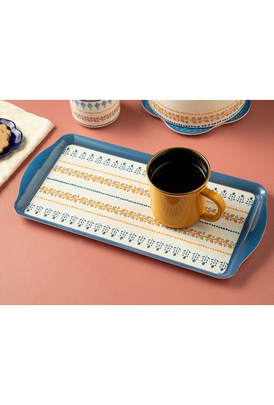 English Home Ethnic Lines Melamin Tepsı Mavi English Home Ethnic Lines Melamin Tepsı Mavi