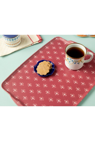 English Home Cartello Melamin Kaydırmaz Tepsı 42 x 31 cm. Pembe