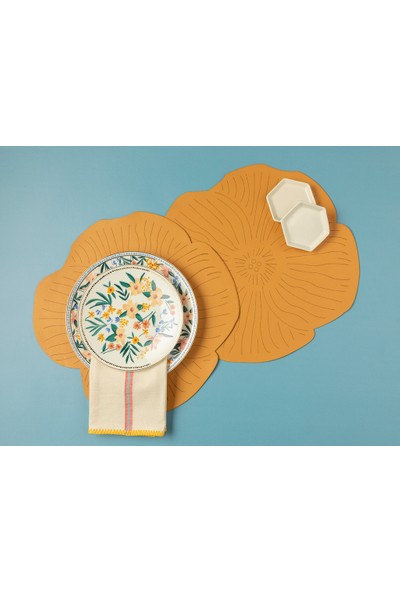 English Home Blossom Suni Deri 2'li Amerikan Servis 40 cm Hardal English Home Blossom Suni Deri 2'li Amerikan Servis 40 cm Hardal