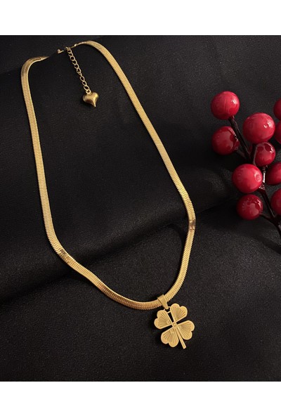 Verano Takı Verano Çelik Yonca Italyan Zinciri Kolye Verano Takı Verano Çelik Yonca Italyan Zinciri Kolye