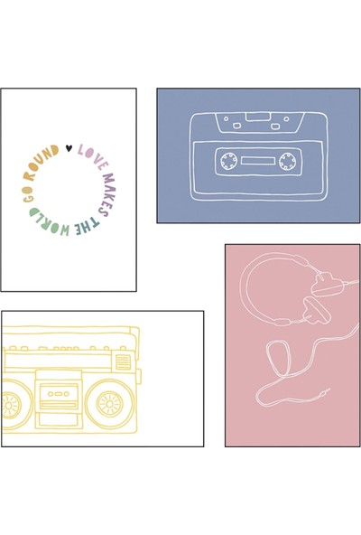 Noktalahra Yllevad,sanatsal Kart,pembe,mavi,beyaz,tablo