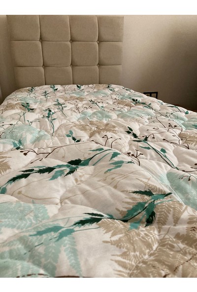 Swan Home Yeşil Tomurcuk El Sarması 2.5 kg Lüks Ranforce Tek Kişilik Yapay Yün Yorgan