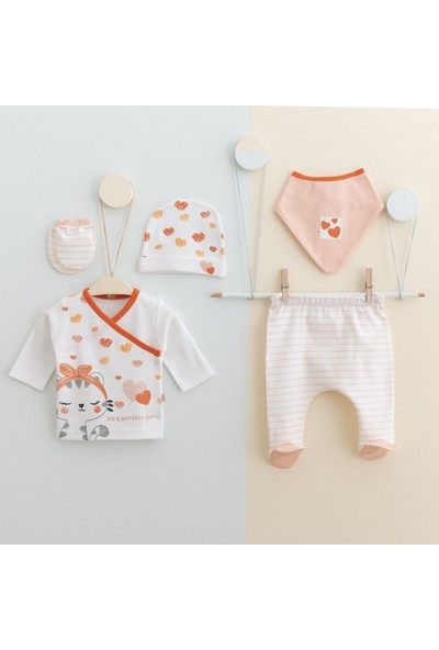 Kalpli Kedicik Baskılı Kız 5'li Set