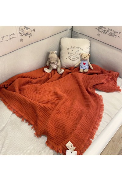 Rose & Blanc Kiremit 100% Pamuk 4 Katlı Müslin Bebek Battaniye 110X120CM Rose & Blanc Kiremit 100% Pamuk 4 Katlı Müslin Bebek Battaniye 110X120CM