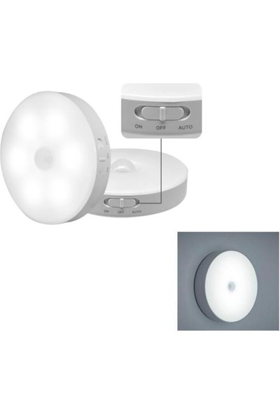 Hareket Sensörlü Şarjlı LED Işık Lamba Beyaz 2 Farklı Mod Hareket Sensörlü Şarjlı LED Işık Lamba Beyaz 2 Farklı Mod