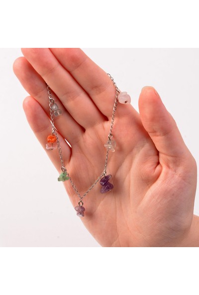 Taş Sandığı Çakra Taşlarından Halhal - Kararmaz Zincirli