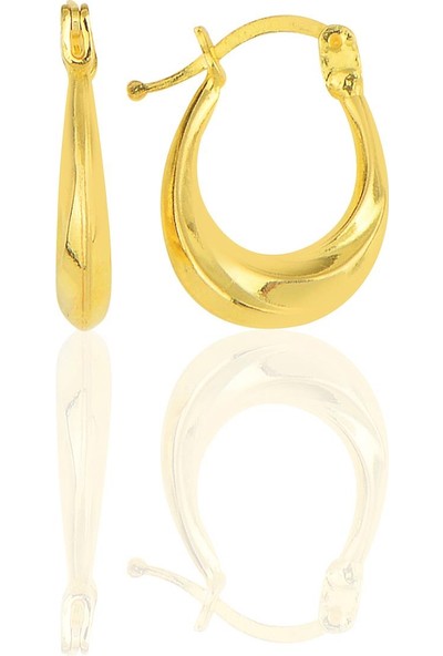 Söğütlü Silver Gümüş Altın Yaldızlı U Model Dalgalı Şarnel Halka Küpe