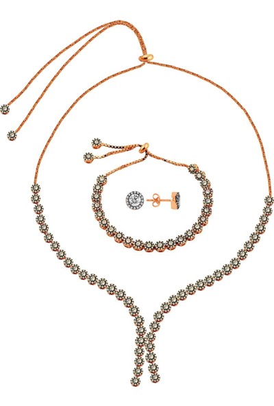 Söğütlü Silver Gümüş Rose Elmas Montürlü Zirkon Taşlı Asansörlü Set Söğütlü Silver Gümüş Rose Elmas Montürlü Zirkon Taşlı Asansörlü Set