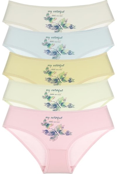 Donella 5'li Renkli Kelebek Baskılı Kız Çocuk Külot - 415036