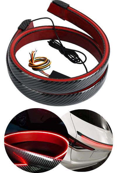 Karbon Desenli Ledli Spoiler Esnek Ledli Spoiler Universal 120CM Karbon Işıklı