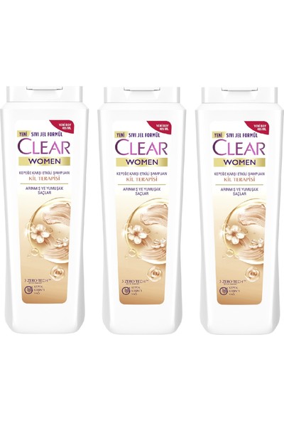 Clear Women Kil Terapisi Arınmış ve Yumuşak Saçlar Şampuan 485 ml - 3'lü Avantaj Paketi