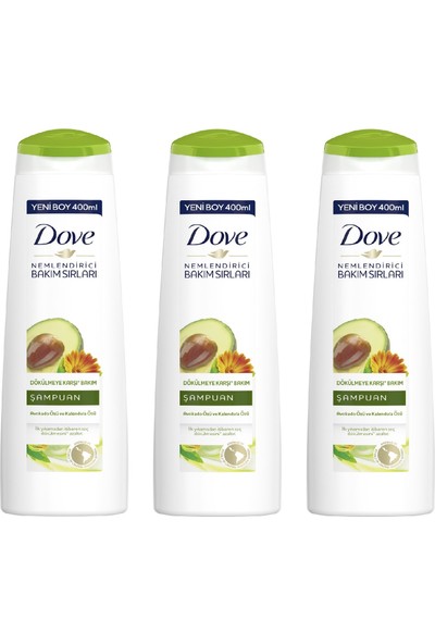 Dove Dökülmeye Karşı Bakım Şampuanı Avokado ve Kalendula Özleri 400 ml - 3'lü Avantaj Paketi Dove Dökülmeye Karşı Bakım Şampuanı Avokado ve Kalendula Özleri 400 ml - 3'lü Avantaj Paketi