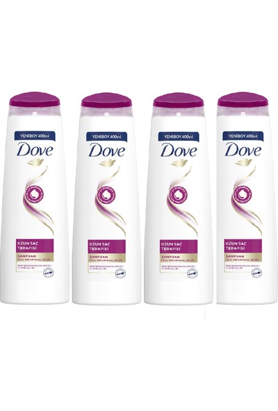 Dove Uzun Saç Terapisi Şampuan Uzun, Yıpranmış Saçlar Için 400 ml - 4'lü Avantaj Paketi Dove Uzun Saç Terapisi Şampuan Uzun, Yıpranmış Saçlar Için 400 ml - 4'lü Avantaj Paketi