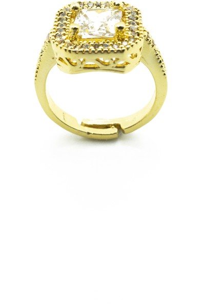 Bitık Bijuteri Zirkon Taşlı Gold Baget Yüzük - Kadın