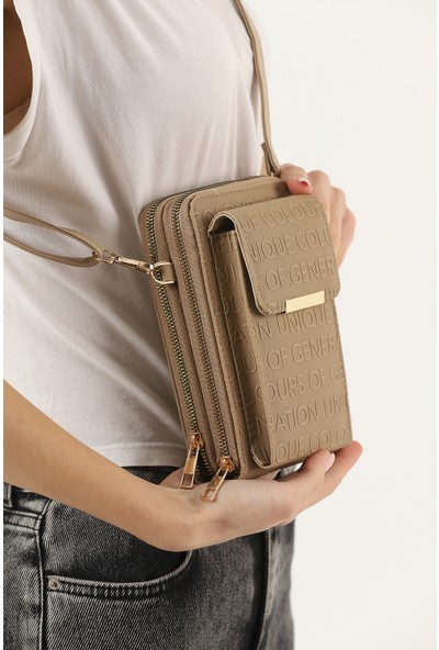 Krnvl Since 1982 Kadın Telefon Bölmeli 2 Gözlü Çapraz Cüzdan Çanta