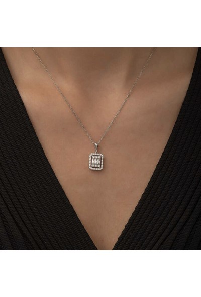 Nadir Gümüş Baget Taşlı Kadın Kolye