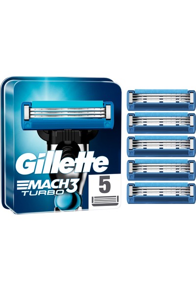 Gillette Mach3 Turbo Yedek Tıraş Bıçağı 5'li Gillette Mach3 Turbo Yedek Tıraş Bıçağı 5'li