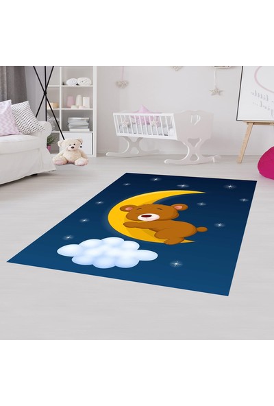 Bona Fortuna Ayıcıklı Ayı Desenli Halı Dijital Baskı Yıkanabilir Kaymaz Taban Çocuk Odası Halısı