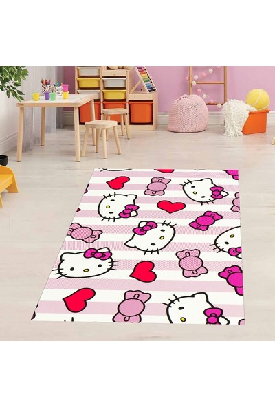 Bona Fortuna Hello Kitty Kedi Desenli Kedili Kalpli Halı Dijital Baskı Yıkanabilir Kaymaz Taban Çocuk Odası Halıs Bona Fortuna Hello Kitty Kedi Desenli Kedili Kalpli Halı Dijital Baskı Yıkanabilir Kaymaz Taban Çocuk Odası Halıs