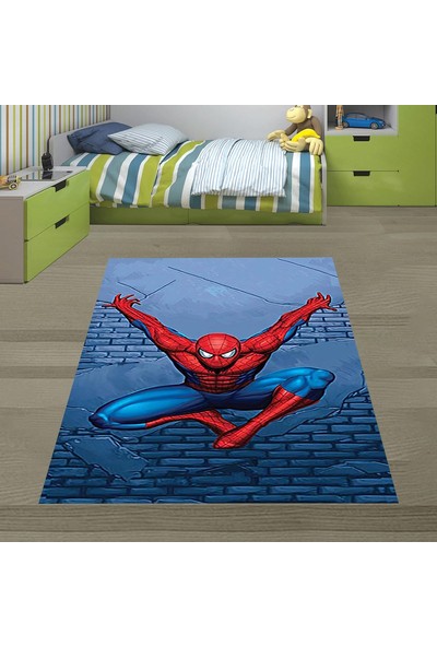Bona Fortuna Örümcek Adam Desenli Spider Man Dijital Baskı Yıkanabilir Kaymaz Taban Çocuk Genç Odası Halısı