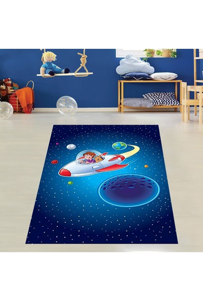 Bona Fortuna Uzay Desenli Halı Dijital Baskı Yıkanabilir Kaymaz Taban Gezegen Roket Desenli Çocuk Odası Halısı Bona Fortuna Uzay Desenli Halı Dijital Baskı Yıkanabilir Kaymaz Taban Gezegen Roket Desenli Çocuk Odası Halısı