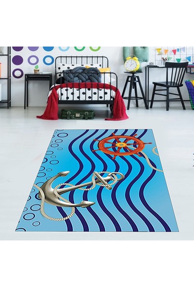 Bona Fortuna Gemici Desenli Dümen Çapa Dijital Baskı Yıkanabilir Kaymaz Taban Çocuk ve Genç Odası Halısı Bona Fortuna Gemici Desenli Dümen Çapa Dijital Baskı Yıkanabilir Kaymaz Taban Çocuk ve Genç Odası Halısı