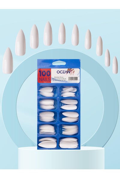 Ocean Stiletto 100LÜ Takma Tırnak NO:121 (Kesilebilir, Törpülenebilir, Oje Sürülebilir)
