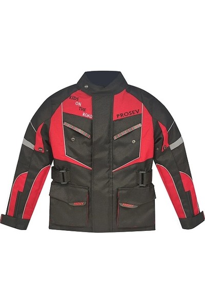 Prosev Kids Çocuk Motosiklet Montu (Siyah-Kırmızı)