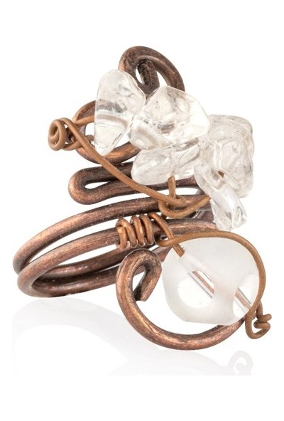 Zeynep Büyükbay Kristal Kuvars Kırık Doğal Taş Yüzük (Ayarlanabilir)