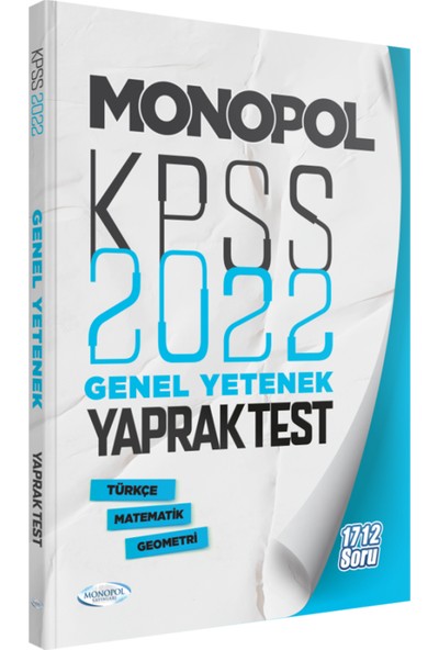Monopol Yayınları 2022 KPSS Genel Yetenek Yaprak Test Monopol Yayınları 2022 KPSS Genel Yetenek Yaprak Test