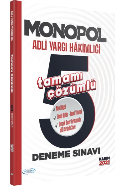 Monopol Yayınları 2021 Adli Yargı Hâkimliği Çözümlü 5 Deneme Sınavı