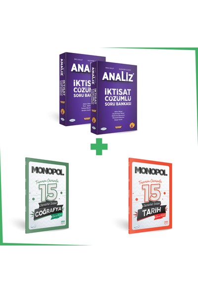 Monopol Yayınları Analiz Iktisat Çözümlü Soru Bankası 6. Baskı (Cilt 1-2) ve 2020 KPSS Genel Kültür Coğrafya-Tarih Çözümlü 15 Deneme Sınavı Monopol Yayınları Analiz Iktisat Çözümlü Soru Bankası 6. Baskı (Cilt 1-2) ve 2020 KPSS Genel Kültür Coğrafya-Tarih Çözümlü 15 Deneme Sınavı