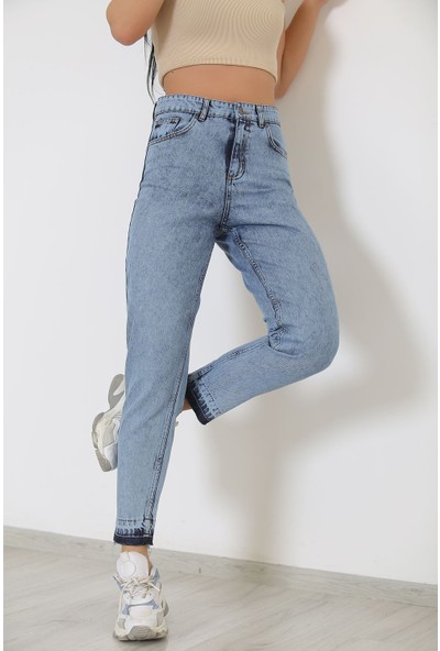 Paça Püskül Kot Pantolon Buzmavi - 8838.1361.