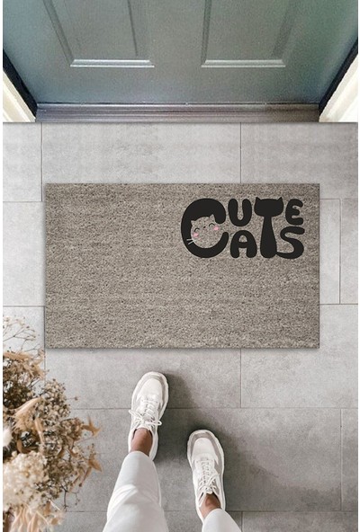 Silkcoat Home Dijital Baskı Gri Kedili Cute Cats Dekoratif Kapı Paspası Ps1275 Silkcoat Home Dijital Baskı Gri Kedili Cute Cats Dekoratif Kapı Paspası Ps1275