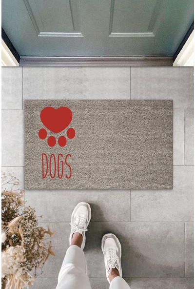 Silkcoat Home Dijital Baskı Gri Kırmızı Kalpli Dogs Dekoratif Kapı Paspası Ps1296 Silkcoat Home Dijital Baskı Gri Kırmızı Kalpli Dogs Dekoratif Kapı Paspası Ps1296