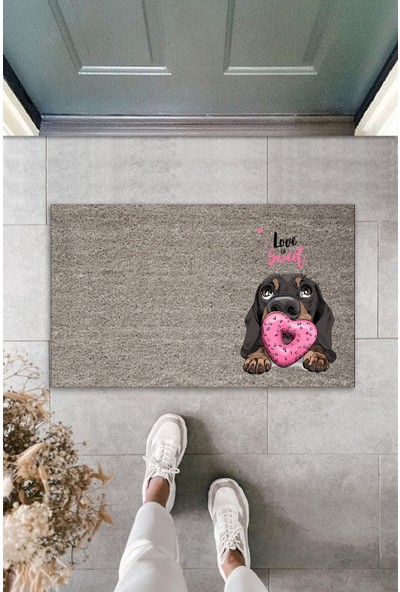 Silkcoat Home Dijital Baskı Gri Love Sweet Köpekli Dekoratif Kapı Paspası Ps1342 Silkcoat Home Dijital Baskı Gri Love Sweet Köpekli Dekoratif Kapı Paspası Ps1342