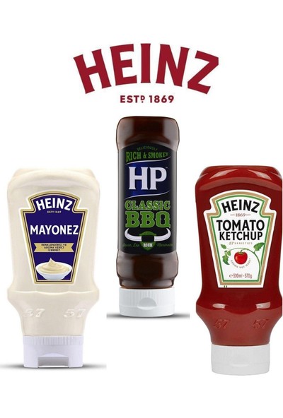 Heinz 3'lü Set Domates Ketçabı + Mayonez + Woodsmoke Barbekü Sos Heinz 3'lü Set Domates Ketçabı + Mayonez + Woodsmoke Barbekü Sos