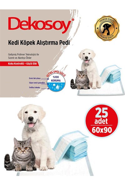 Dekosoy Yatak Koruyucu Köpek Kedi Çiş Pedi 60*90 25 Adet