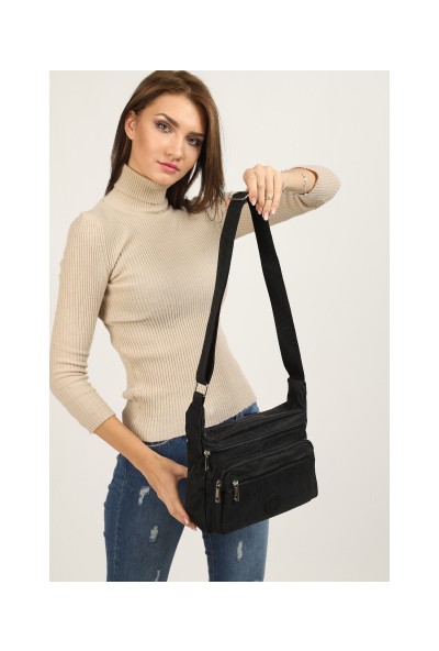 Krnvl Since 1982 Kadın Siyah Krinkıl Kumaş Omuz ve Çapraz Çanta
