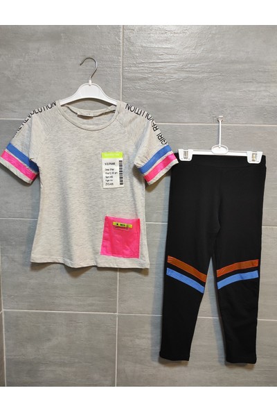 Via Girls Kız Çocuk Şeritli Tayt-Tişört Takımı