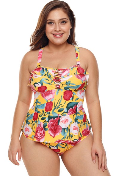 SITONG BC10410760 Sarı Kadın Mayo Büyük Boy Kaplı Kadın Mayo Kapak Göbek (Yurt Dışından)